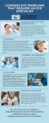 Common Eye Problems that require an Eye Specialist