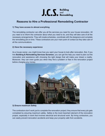 Reasons To Hire A Professional Remodeling Contractor