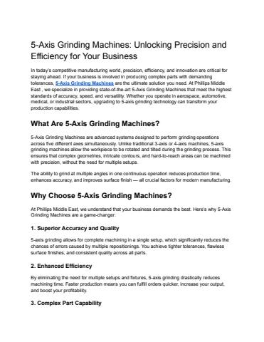 Maximize Precision and Performance with 5-Axis Grinding Machines