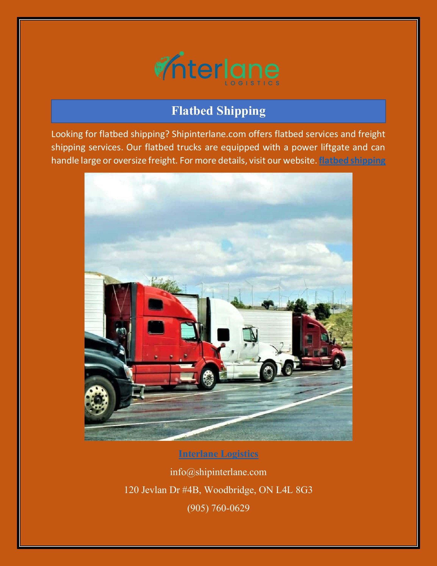 Flatbed Shipping Shipinterlane - interlane logistics - Page 1 - 1 | Flip PDF Online | PubHTML5