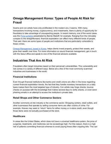 Omega Management Korea - Types of People At Risk for Fraud - Omega ...