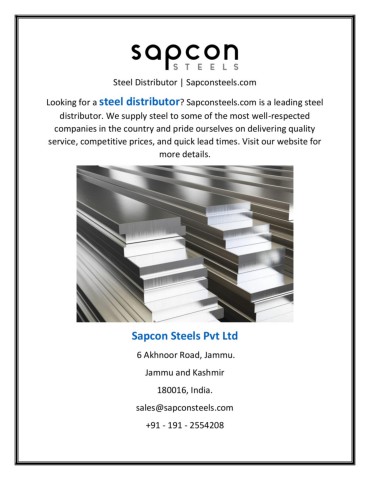 Steel Distributor | Sapconsteels.com - Sapcon Steels Pvt Ltd - Page 1 ...