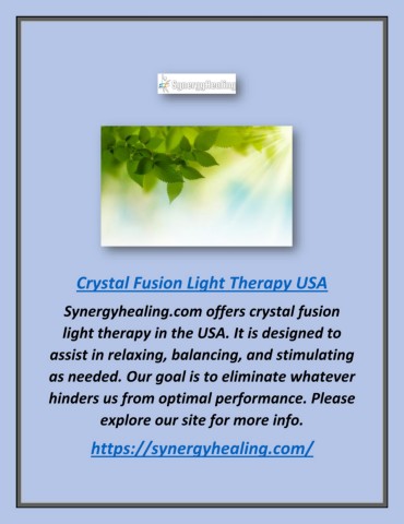 Crystal Fusion Light Therapy Usa | Synergyhealing.com