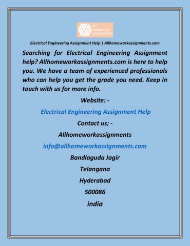 Electrical Engineering Assignment Help Allhomeworkassignments