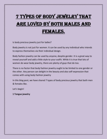 7 Types of body jewelry that are loved by both males and females