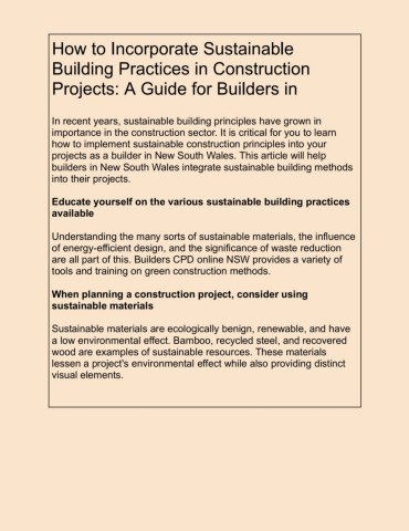 How to Incorporate Sustainable Building Practices in Construction ...