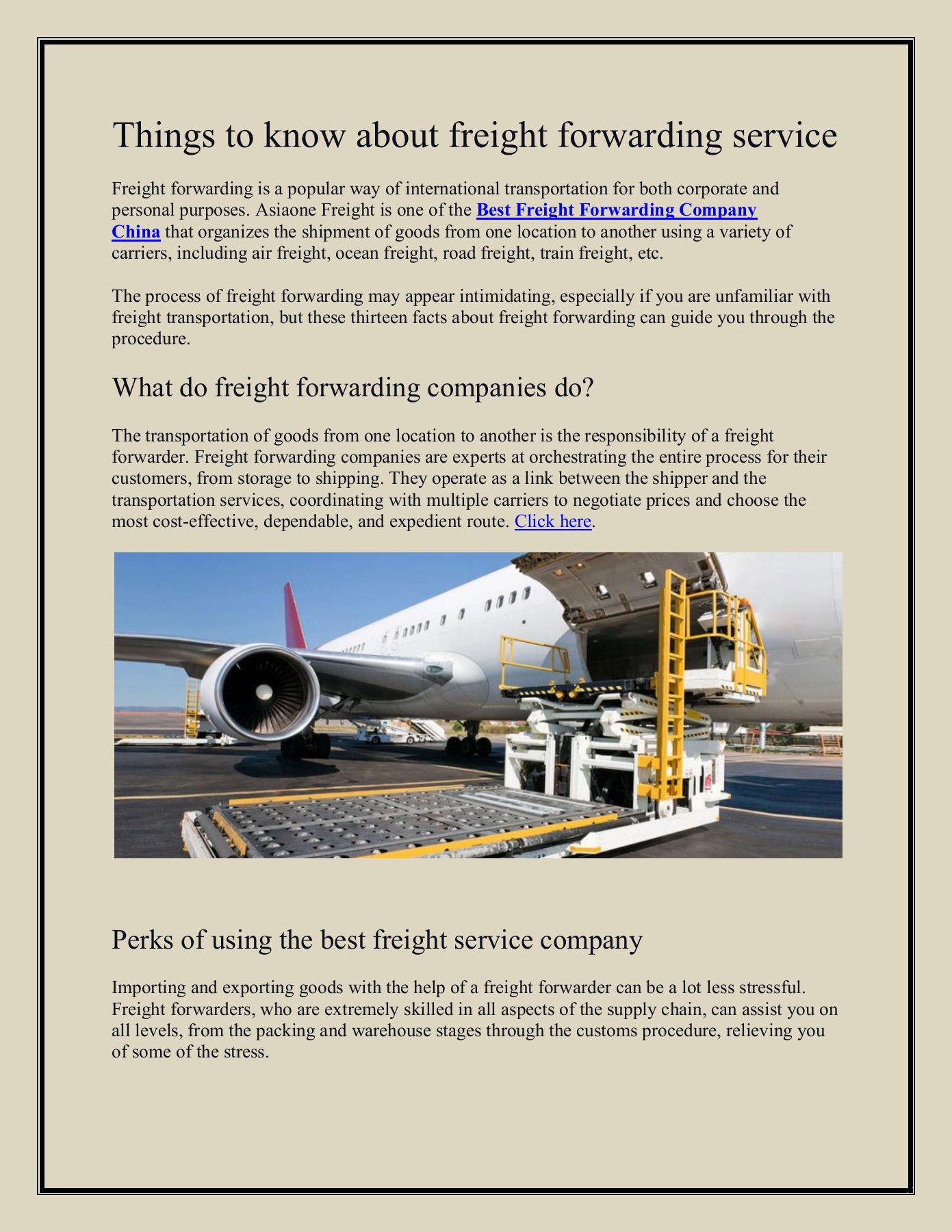 Things to know about freight forwarding service - Asiaone Freight Co ...
