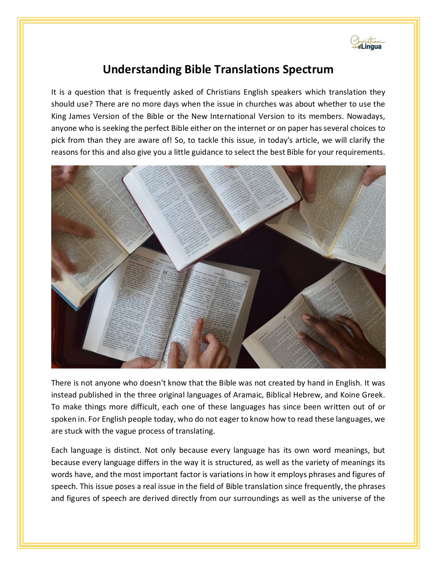 Understanding Bible Translations Spectrum - Dubbing for Religious ...