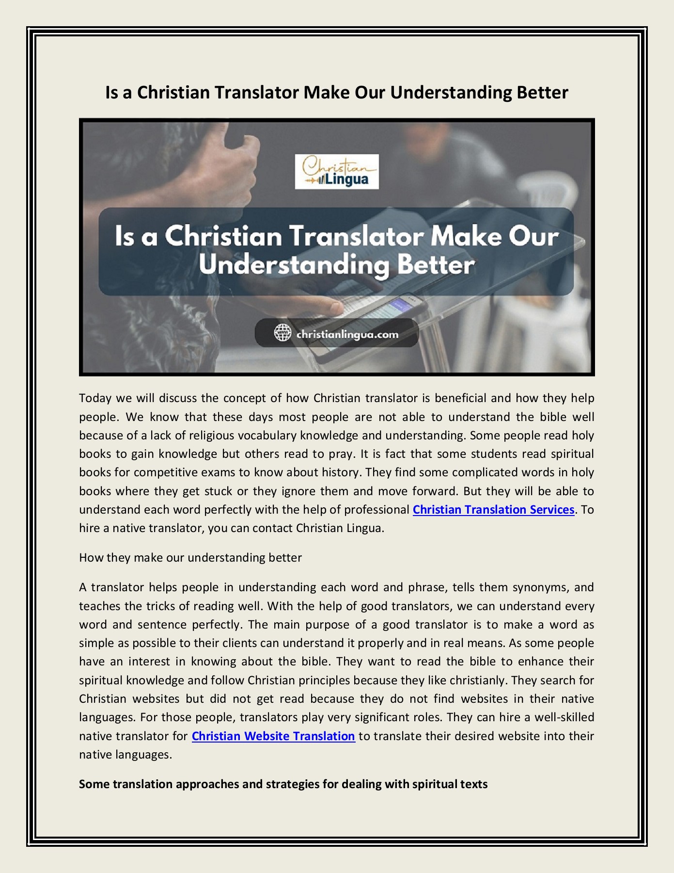 Christian Translation Works - Dubbing for Religious Content - Page 1 ...