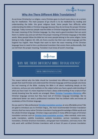 Why Are There Different Bible Translations - Christian Lingua Translation Agency - Page 1 - 2 ...