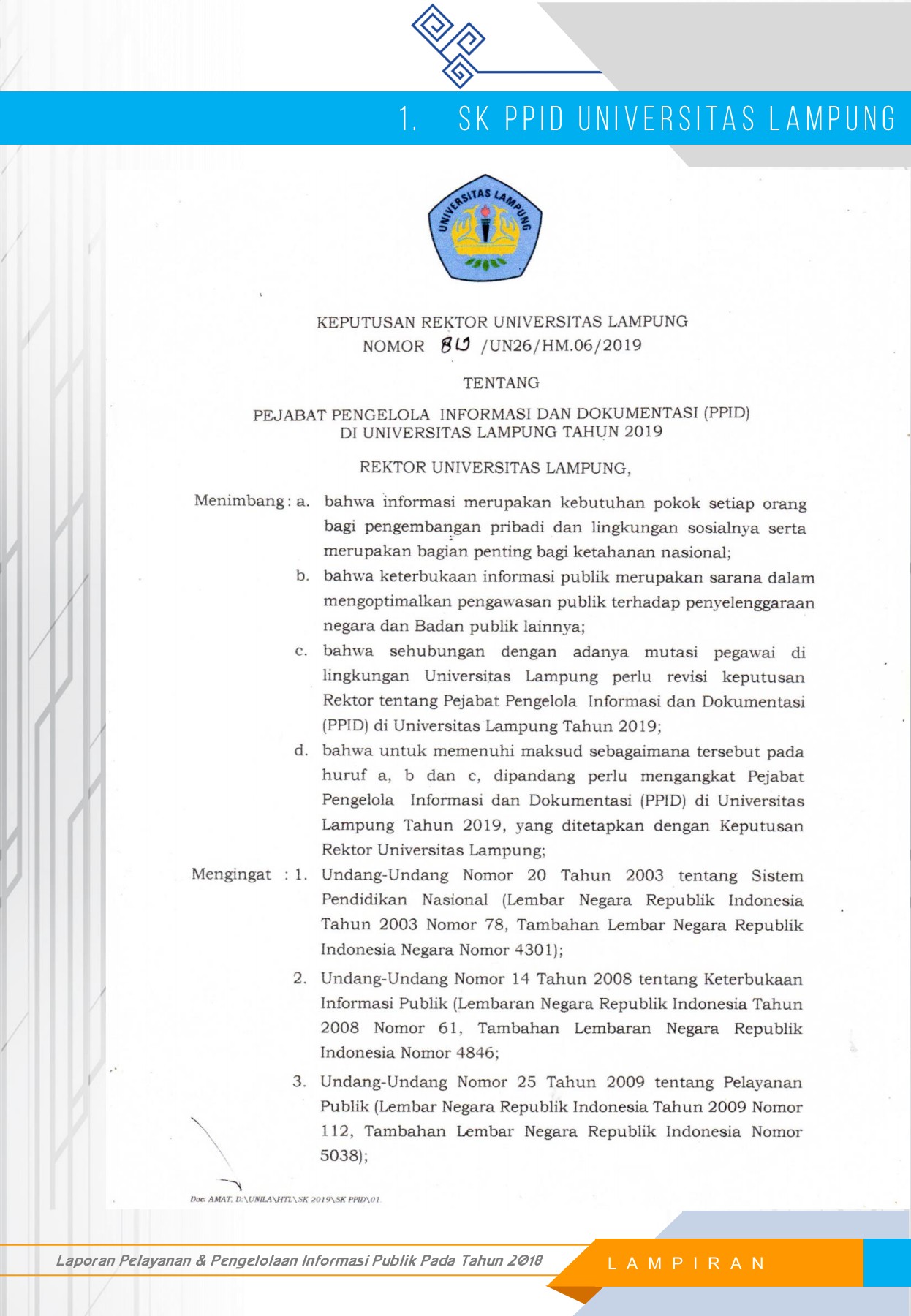 LAPORAN PELAYANAN PPID UNILA 2018 - satriamadangkara - Halaman 19 | PDF Online | PubHTML5