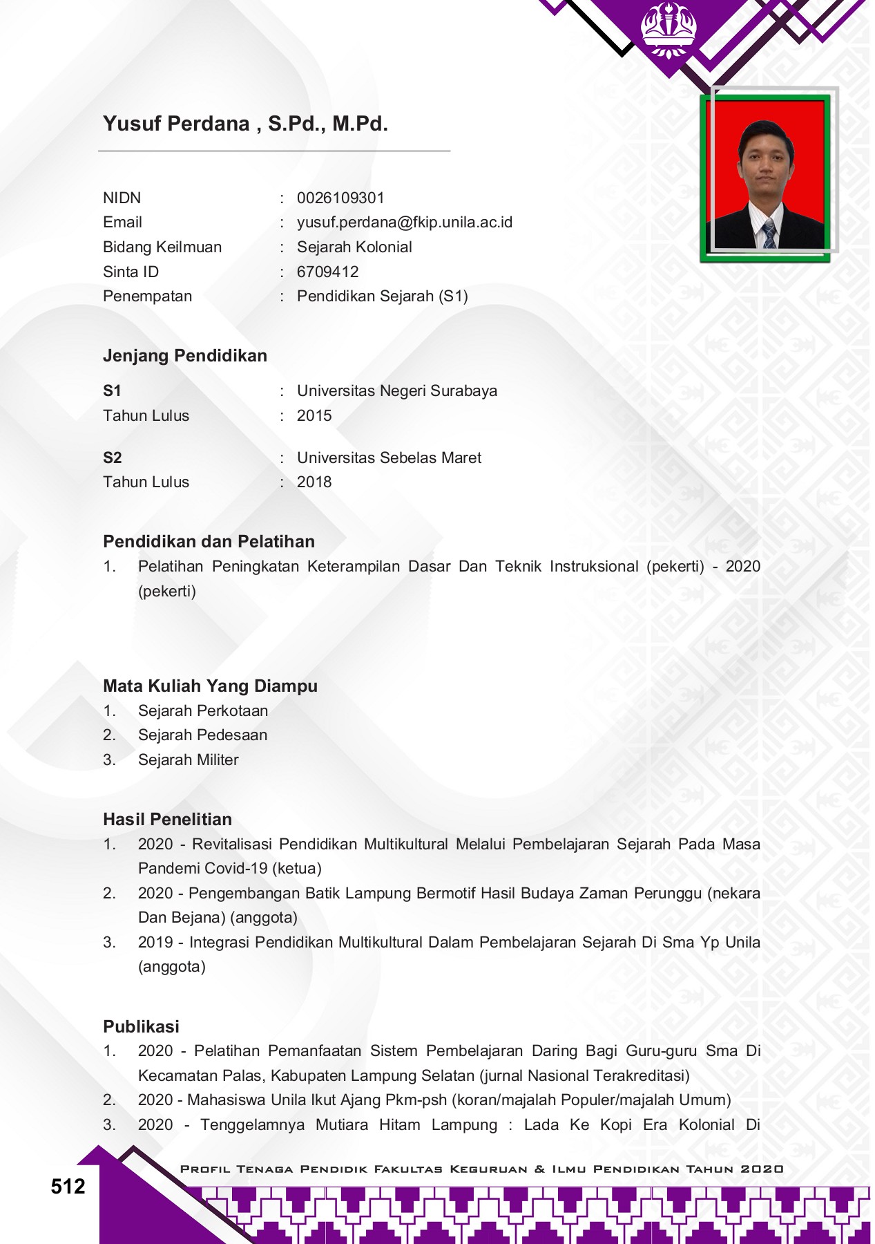 BUKU TENDIK FKIP UNILA TAHUN 2020 - satriamadangkara - Halaman 541 | PDF Online | PubHTML5