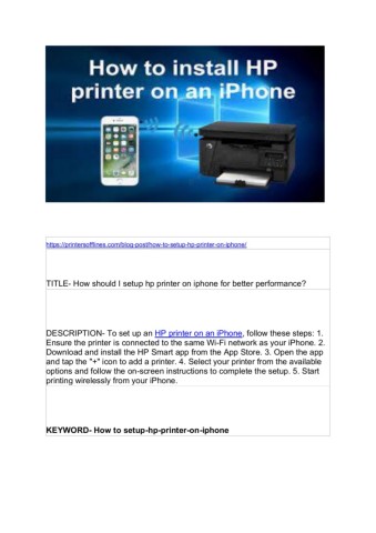 How should I setup hp printer on iphone for better performance?