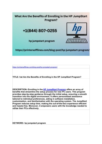 What Are the Benefits of Enrolling in the HP JumpStart Program?