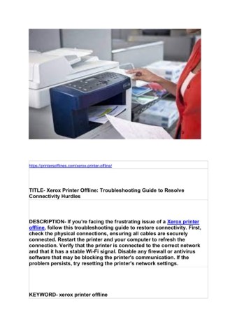 Xerox Printer Offline: Troubleshooting Guide to Resolve Connectivity ...