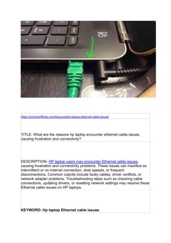 What are the reasons hp laptop encounter ethernet cable issues, causing frustration and ...