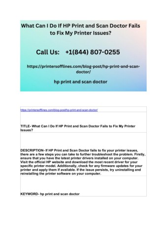 What Can I Do If HP Print and Scan Doctor Fails to Fix My Printer Issues?