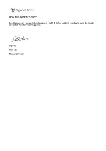 Health and Safety Policy v0.1 170921 - Sign Solutions - Page 5 | Flip ...