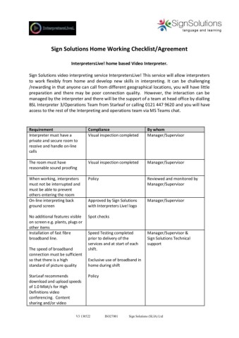 Interpreters Live Home Working Checklist - V3 130522