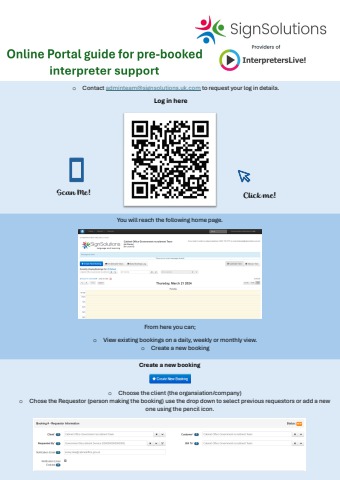 Sign Solutions portal guide for prebooked requests - NHS