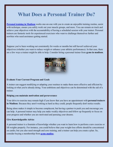 What Does a Personal Trainer Do?