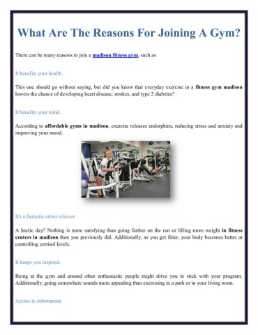 What Are The Reasons For Joining A Gym?