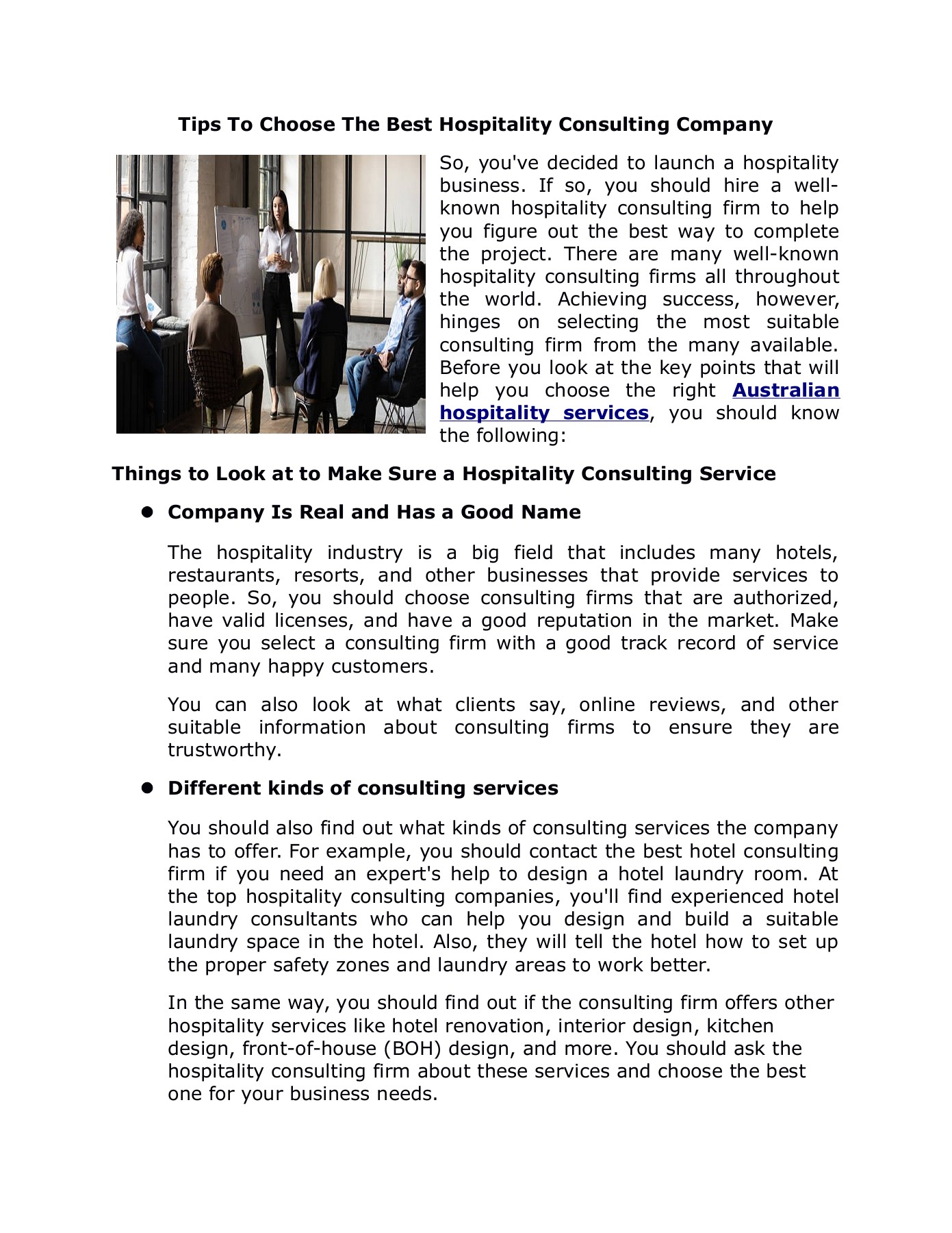 Tips To Choose The Best Hospitality Consulting Company - Tourism And ...