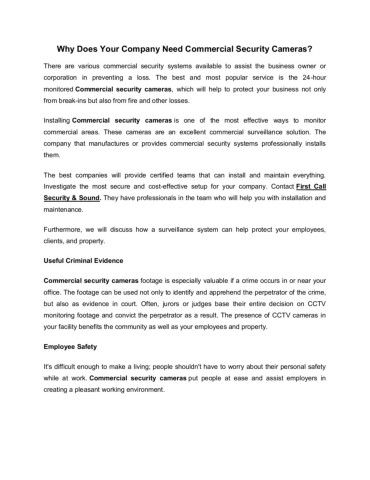 Why Does Your Company Need Commercial Security Cameras