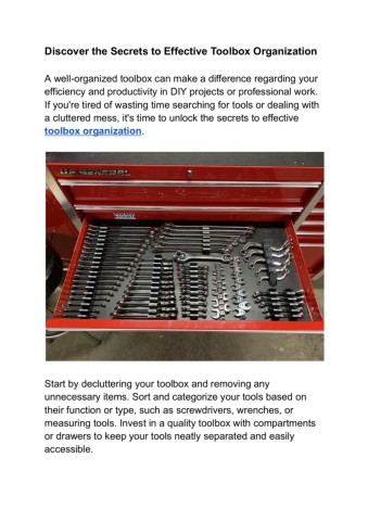 Discover the Secrets to Effective Toolbox Organization - Toolbox Widget ...