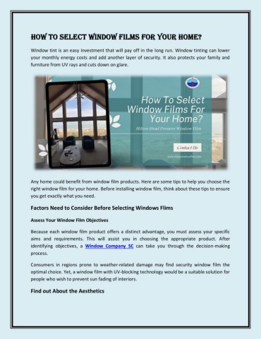How to Select Window Films for Your Home