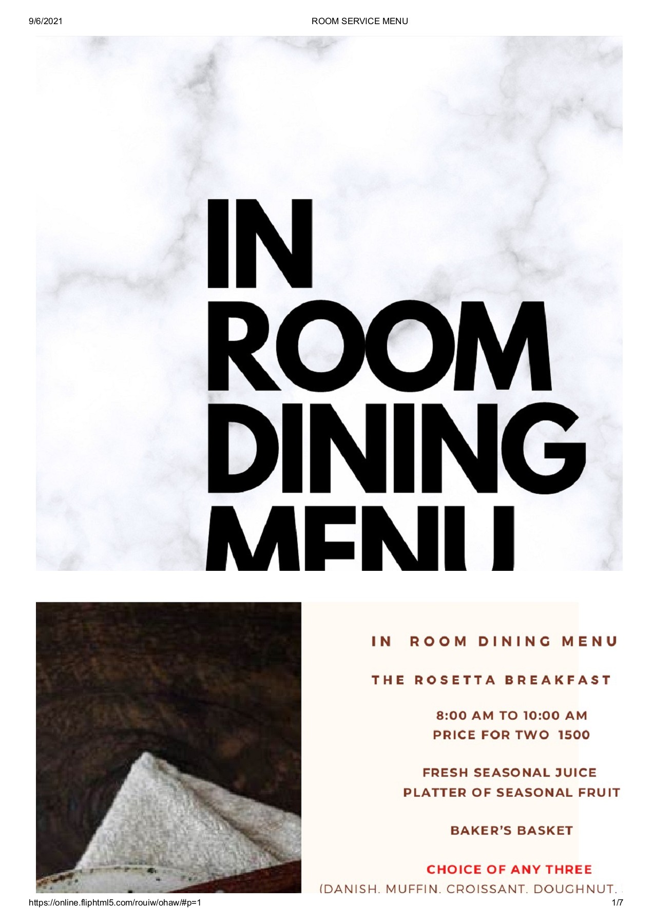 ROOM SERVICE MENU - bpillai100 - Page 1 - 7 | Flip PDF Online | PubHTML5